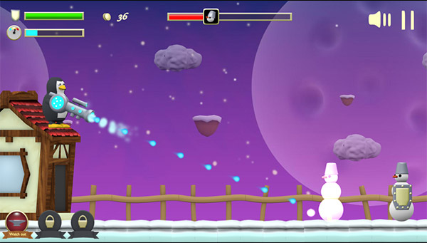 Game Chim cánh cụt phòng thủ - Pengiun vs Snowman - Game Vui