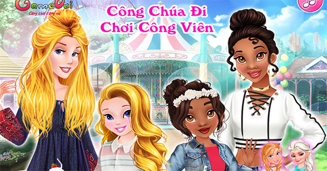 Game Công chúa đi chơi công viên - Princesses Little Sisters Day - Game Vui