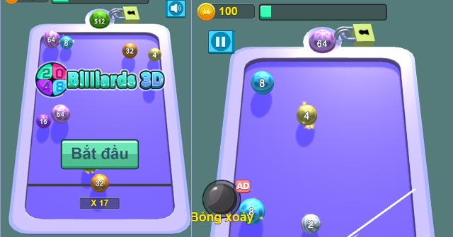 Game 2048 Billiards 3D - Game Vui